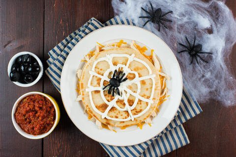 Spooky Halloween Spiderweb Chicken Quesadilla | Dempster's